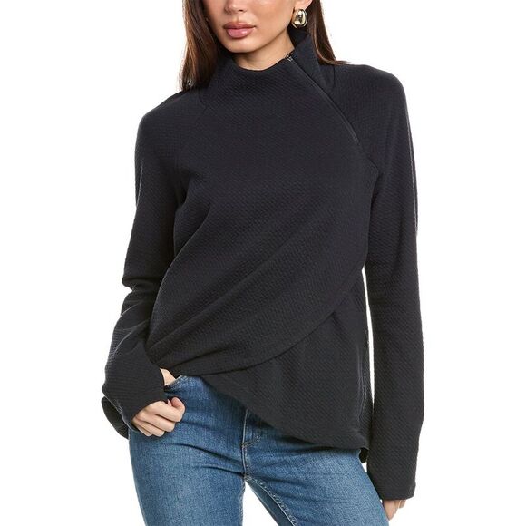 IBKUL | Sweaters | Ibkul Womens Popcorn Stitch Asymmetrical Zip ...